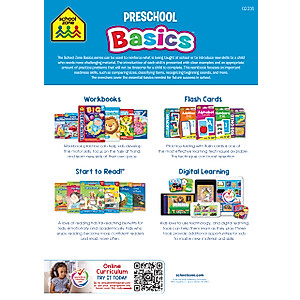 School Zone - Preschool Basics Workbook - 64 Pages, Ages 3 to 5, Colors, Numbers, Counting, Matching, Classifying, Beginning Sounds, and More (School Zone Basics Workbook Series)