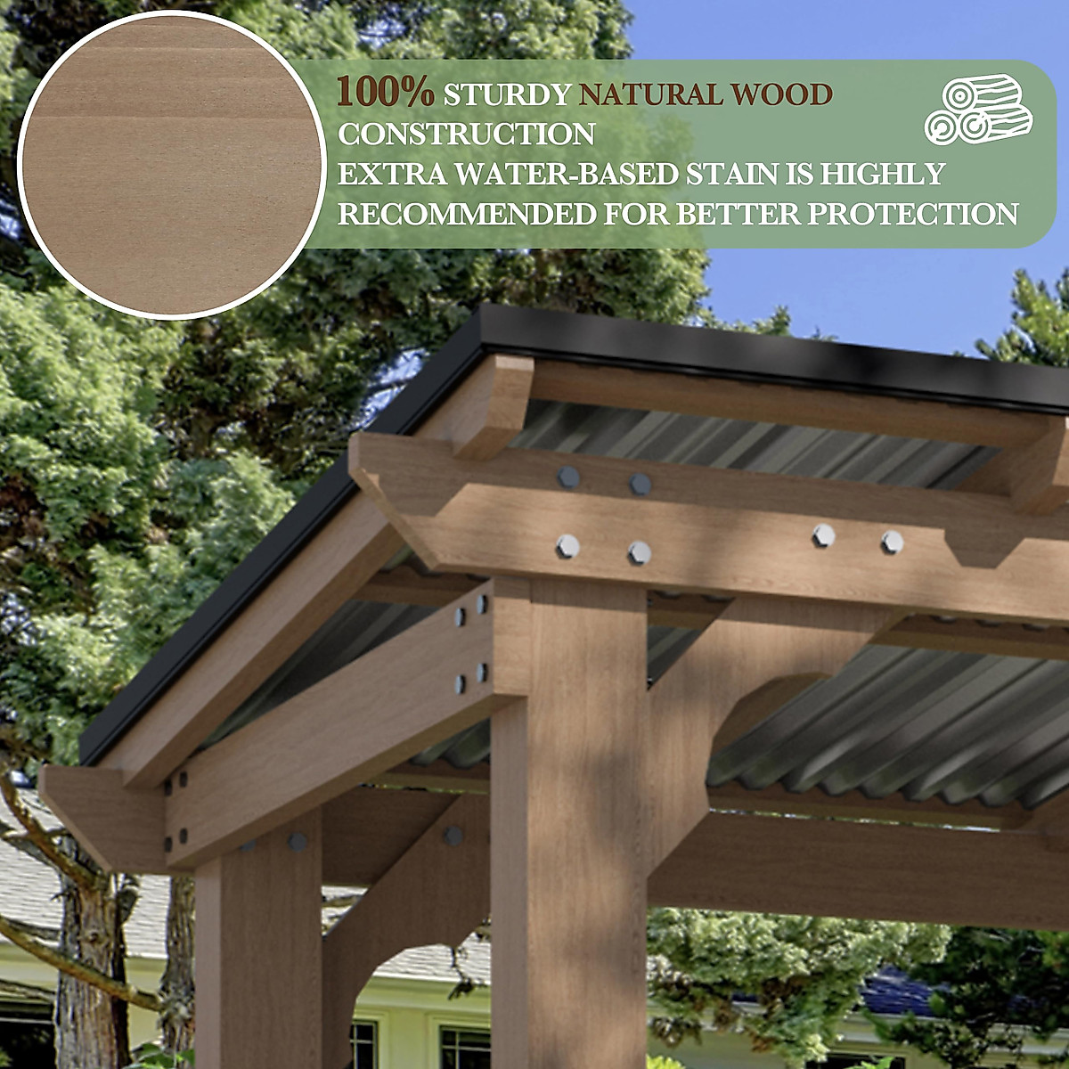 MUPATER 8' x 5' Wooden Grill Gazebo with Sloping Metal roof, 2 Full Size Grills, Rainwater Drainage, BBQ Canopy for Outdoor Patio, Lawn, Garden, Backyard