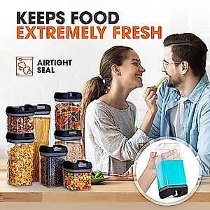 Cheer Collection Airtight Food Storage Containers, Kitchen Storage Containers for Pantry, Set of 7 Food Containers with Lids Airtight, Pantry Storage Containers & Organizers with Lids, Black