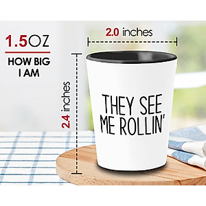 Bubble Hugs Veterinarian Shot Glass 1.5oz - they see me rollin' - Pathologist Med Tech Animal Lover Pet Veterinary Clinic Doctor Funny Gag Joke