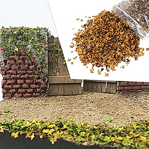 AMLESO 33ml Micro Landscape Leaves Model Scenery Grass Tufts Table Diorama Railway Scene Accessories Leaf for Fairy Garden Bonsai Ornaments, Brown