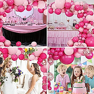Pink Balloons Garland Arch Kit,Hot Pink Balloons,Pastel Pink Balloons Decorations for Valentines Day,Princess Birthday Party,Mothers Day Party,Baby Shower,Wedding,Anniversary