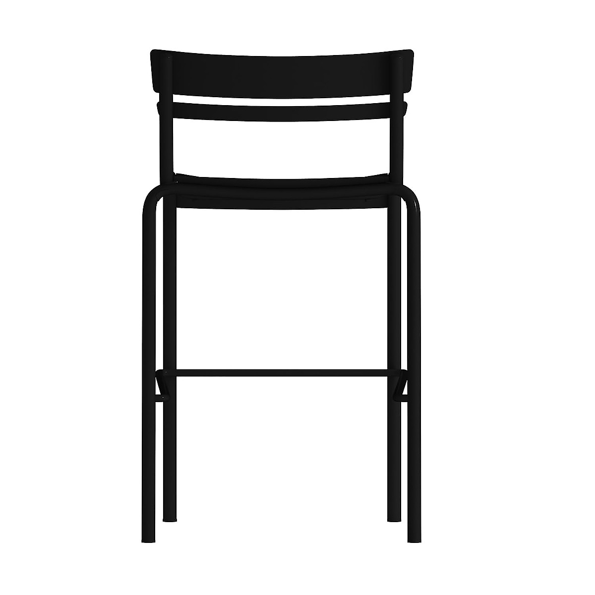 Flash Furniture Nash Commercial Grade Steel Stack Stool, Indoor-Outdoor Bar Stool with 2 Slat Back, Set of 4, Black