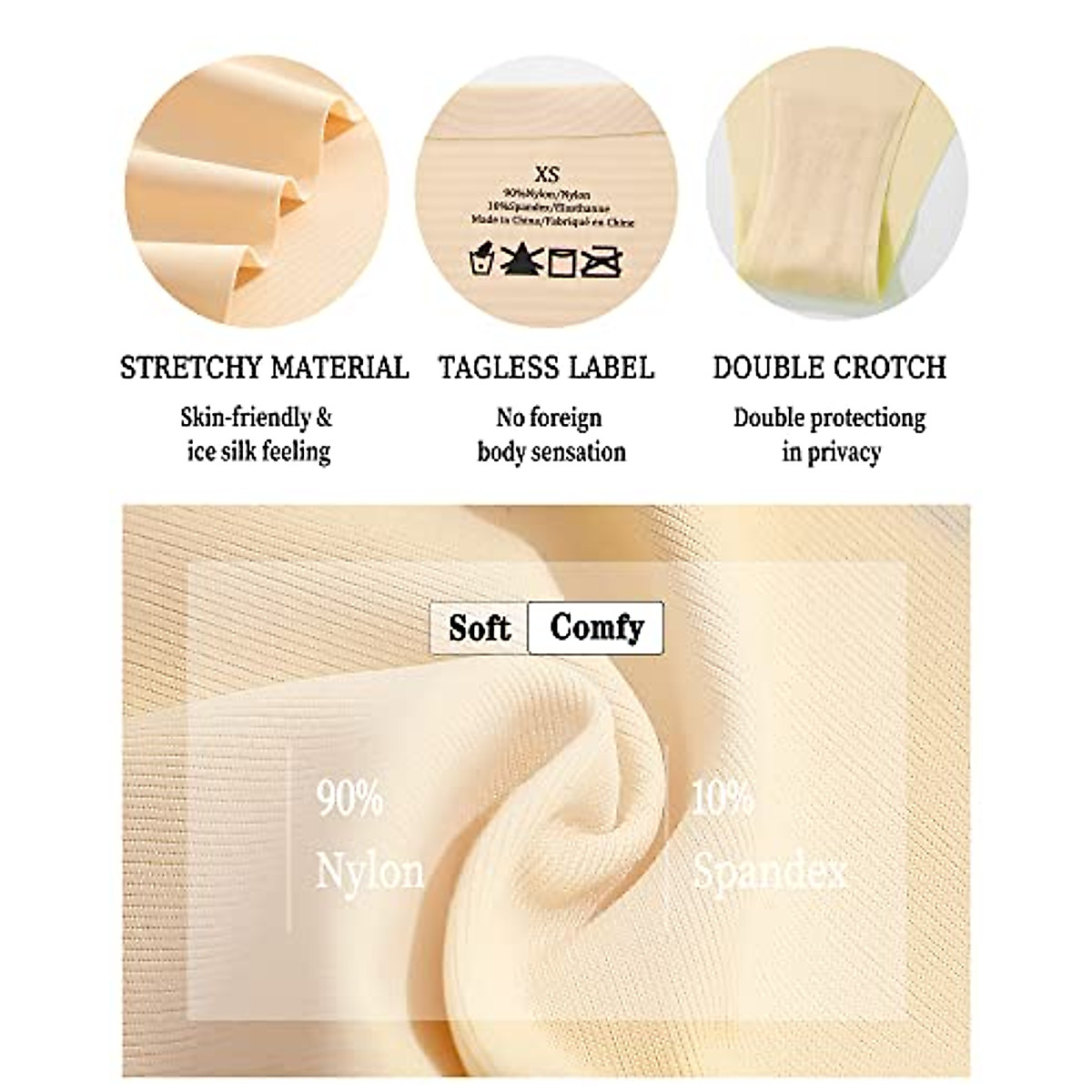 ALL OF ME Adjustable Seamless Underwear for Women Sexy Cheeky Panties High Cut Bikini Underwear No Show Stretchy 6 Pack XS-L