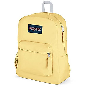 JanSport Cross Town Backpack, Pale Banana, 17" x 12.5" x 6" - Simple Bookbag Adults with 1 Main Compartment, Front Utility Pocket - Premium Accessories