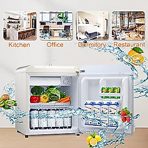 Antarctic Star Compact Refrigerator Mini Fridge for Beverage, Ice Cream, Vegetable, Fruit, 1.7 Cu. Ft. , Freezer with Drip Tray, Bottle Racks and Defrost Button, Great for Bedroom, Office, Dorm, KS-48RHL,White