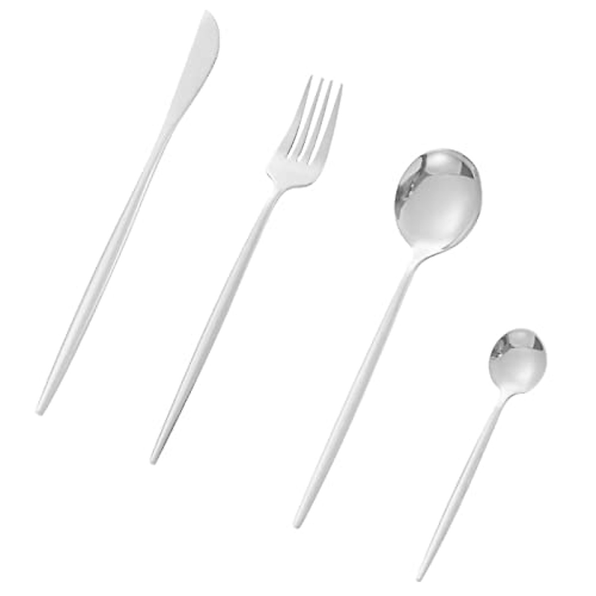 410 Stainless Steel 12 Pieces Shiny Restaurant Tableware Cutlery Set Serving Utensils Set (Silver)