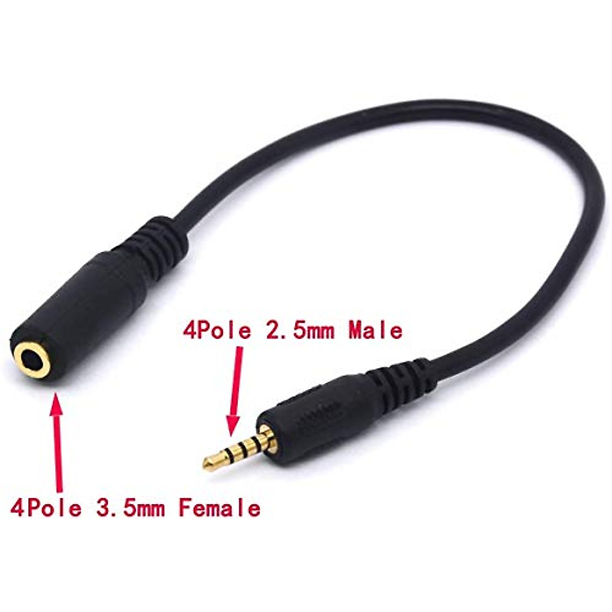 PIIHUSW 2.5mm Male to 3.5mm Female Cable Headphone Audio Converter 4 Poles Stereo Adapter(20cm)