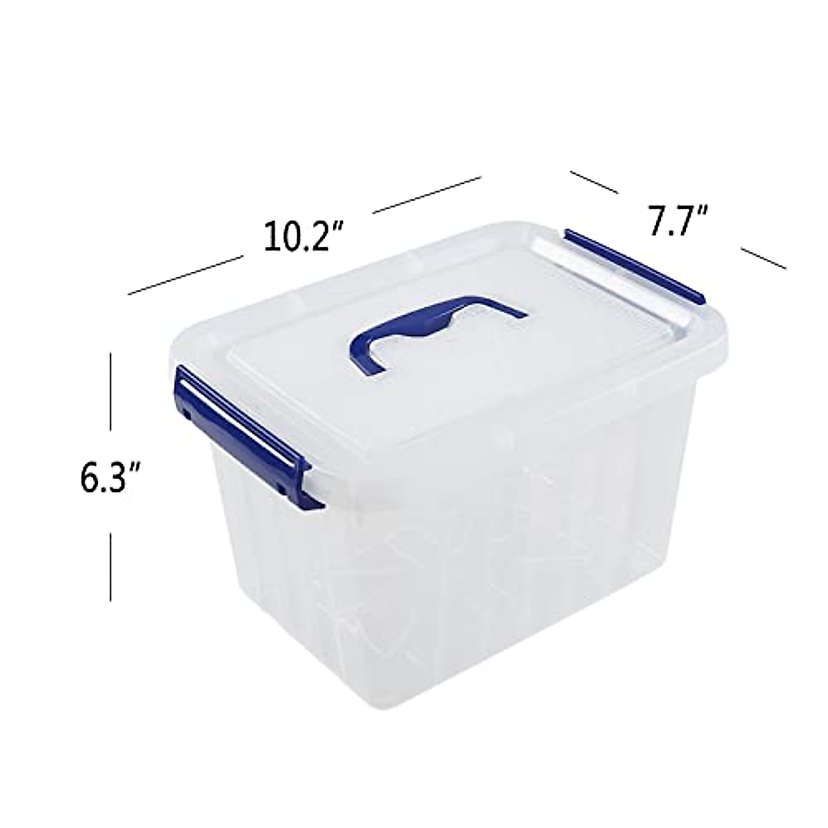 Nesmilers 6 Liter Clear Plastic Storage Box Tote Bins with Lids Set of 4