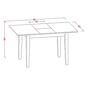East West Furniture PSBO5-MAH-W 5Pc Dinette Set Includes a Rectangle 48/60 Inch Dinner Table with Butterfly Leaf and 4 Wood Seat Kitchen Chairs, Mahogany Finish