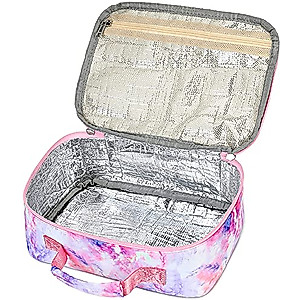 Kids Lunch Box Boys Girls Insulated Lunch Cooler Bag Reusable Lunch Tote Kit for School Travel (878 Galaxy-Purple)