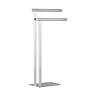 Torre & Tagus Pacific Spa Two Tier Stand Contemporary Modern Design Freestanding Towel Rack with 2 Arms, One Size, Chrome