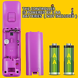 Dliaonew 2 Psck Remote Controller Build in Motion Plus and Nunchuck for Wii/Wii U, Gamepad with Silicone Case and Wrist (Purple and Pink)