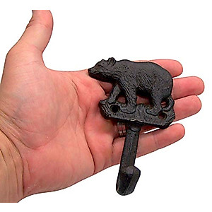 Metal Black Bear Wall Hooks Rustic Home Decor for Hanging Towels, Coats, Hats, Set of 3, 4 Inch