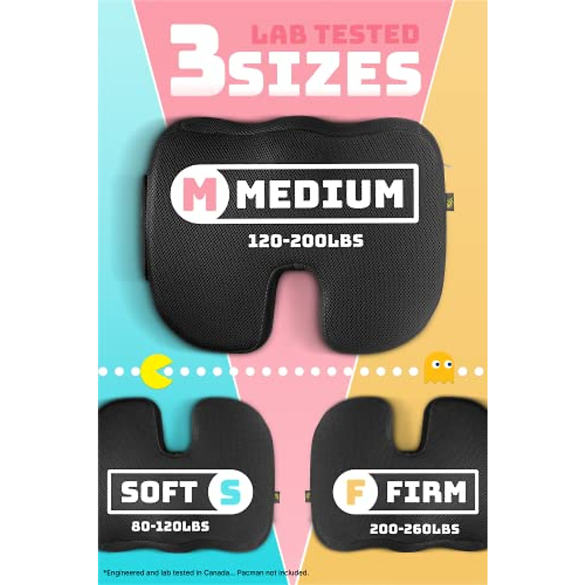 H. Gaming PC Chair Cushion, Gel Office Seat Cushion for Long Sitting, Upgraded Desk Butt Pillow for Computer Gamer Chairs, Tailbone Pain and Coccyx Pressure Relief (Medium 120-220lbs)