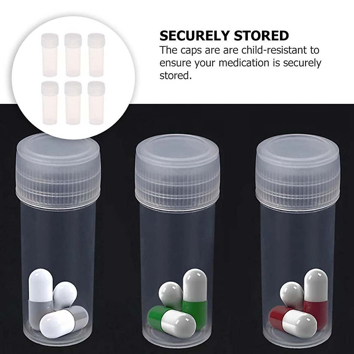 Hemobllo Medication Vials 5ml Plastic Bottles Small Vials Empty Sample Containers with Screw Caps Containers for All Your Pills, Tablets or Supplements (Transparent)