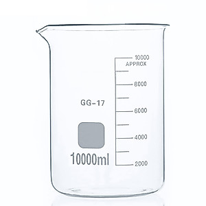 Large Capacity Glass Beaker, Borosilicate High Temperature Resistance Graduated Cup,lab School Chemistry Experiments Measure Mix Beaker with Pour Spout,10000ml,2pcs