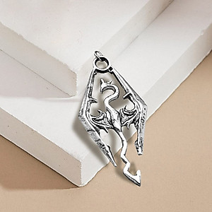The Elder Scrolls SKYRIM Dragon Silvertone PENDANT/Necklace