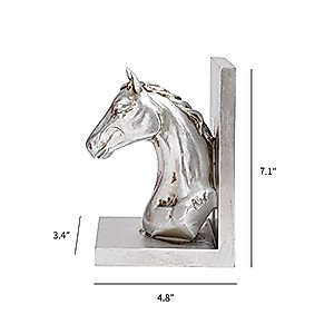 Aivorin Silver Book End Horse Shape Bookends Shelf Book Stopper Holder, 1 Pair/2 Pcs