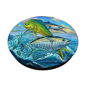 3 Mahi Mahi Fish Blue Water Sea Life for lover fishing Gift PopSockets PopGrip: Swappable Grip for Phones & Tablets