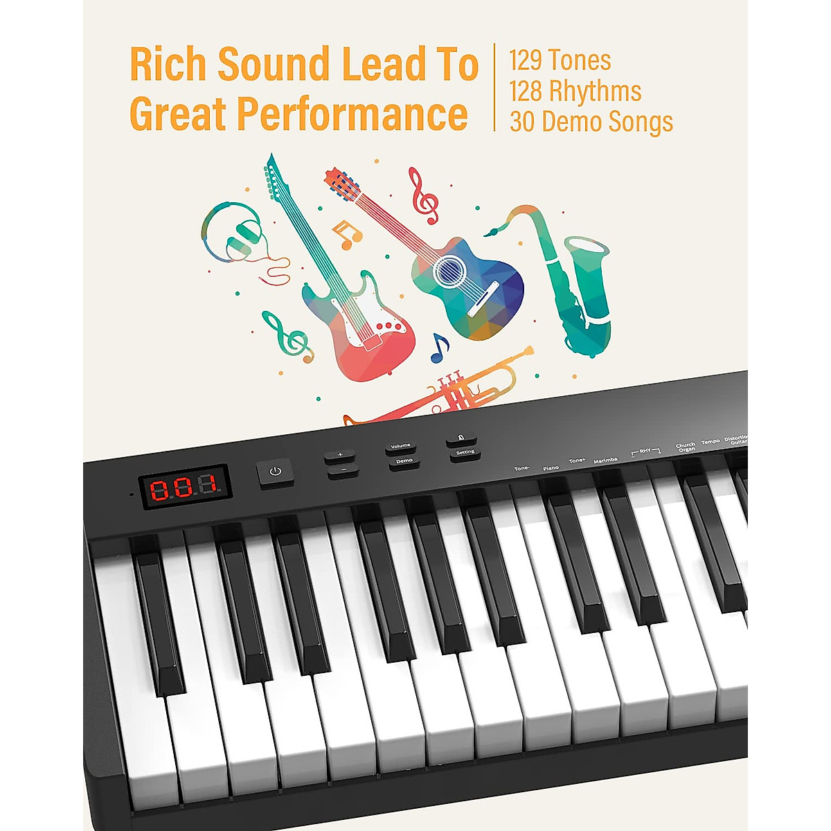 KONIX Keyboard Piano 88 Key, Beginner Semi Weighted Keyboard Piano with Full Size Key, Portable Electric Piano Keyboard Include Sustain Pedal, Power Supply and Piano Bag