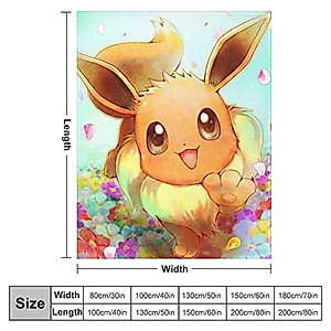 Anime Blanket Eevee Blanket Ultra-Soft Throw Blanket for Couch Bed Sofa, Lightweight Flannel Blankets Warm Bedding Blankets 40"x50"