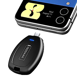 SHENMZ Mini Emergency Power Pod, [1500mAh] Keychain Portable Charger, Ultra-Compact External Fast Charging Power Bank Battery Pack Compatible for Android Phone-Black
