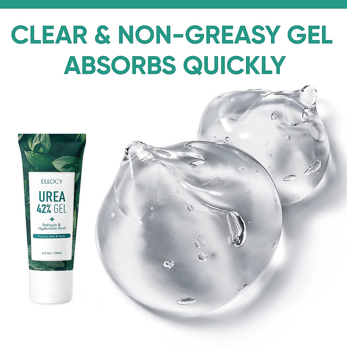 Ellocy 42% Urea Gel Max Plus Salicylic & Hyaluronic Acid - cracked heel repair callus remover gel for Elbows, Feet, and Hands, and cracked heel, calloused feet remover gel