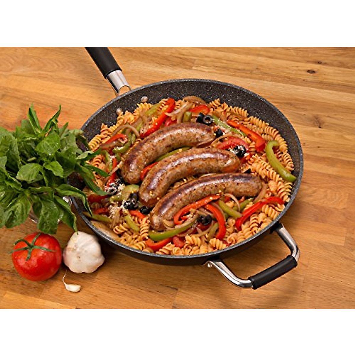 DaTerra Cucina Professional 13 Inch Nonstick Frying Pan | Italian Made Ceramic Nonstick Pan Sauté Pan, Chefs Pan, Non Stick Skillet Pan for Cooking, Sizzling, Searing, Baking and More