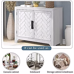 XD Designs Wood Console Table Sofa Table with 2 Adjustable Shelf,Modern Sideboard Buffet Storage Cabinet,Accent Storage Cabinet for Entryway/Kitchen Dining Room/Living Room (Antique White)