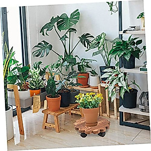 YARNOW 2 Pcs Solid Wood Planter Tray Wood Serving Tray Outdoor Plant Pots Flower Pot Holders for Outside Plant Caddy on Wheel Flowerpot Flower Pots Base Tray Bonsai Holder Planter Pallet