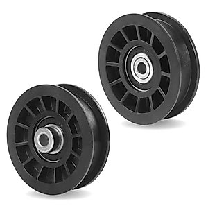 (2-Pack) Exact Replacement 3 1/2” Flat Idler Pulley (Black) - OEM Part Number 194327 & 532-194327 - Compatible with Ariens Craftsman Husqvarna and Poulan