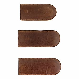 Cast Leather Co., Pan Handles Handmade from Full Grain Leather - Protect Hands from Hot, Great for Cast Iron Skillets - Kitchen, Food Accessory - Durable, Heat Resistant - 3 Pack, Bourbon Brown