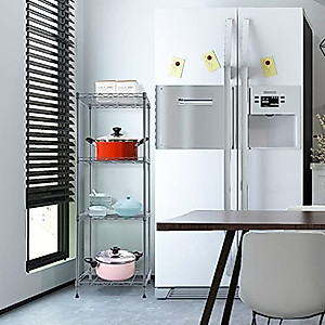 YOHKOH 4-Tier Wire Shelving Metal Storage Rack Adjustable Shelves for Laundry Bathroom Kitchen Pantry Closet (Grey, 16.8L x 11.9W x 49H)