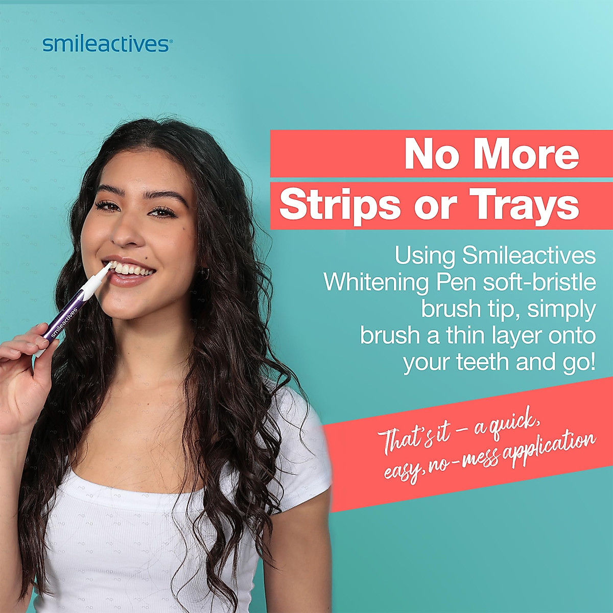 Smileactives Teeth Whitening Pen for White Smile, Fast Tooth Whitener and Stain Remover with Precision Brush Tip, Dental Quality Whitening Gel, Travel Pen, Easy to Use, Ultramint Flavor Flavor, 1 Pack