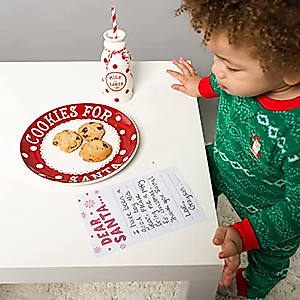 Pearhead Christmas Cookies for Santa Plate, Milk Jug and Dear Santa Notepad Set, Holiday Home Decorations, Christmas Eve Family Traditions, Christmas Gift Ideas For Kids, 3 Piece Set