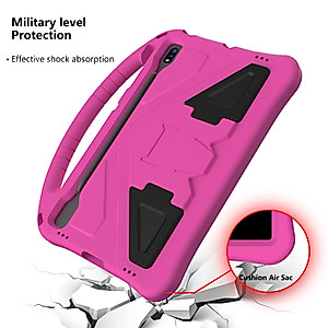 UUcovers Kids Case for Galaxy Tab S9 Plus/Tab S9 FE Plus 2023/Tab S7 FE 5G 2021/Tab S8 Plus 2022/Tab S7 Plus 2020 12.4 inch with S Pen Holder/Handle Stand Cover for Tab S9 FE+/S7 FE/S9+/S8+/S7+, Rose