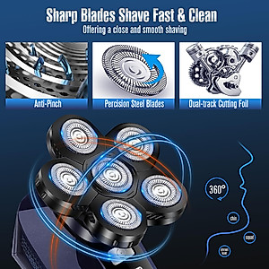 CoSuiovei Head Shaver for Bald Men,6 in 1 Electric Shavers for Bald Head Cordless, Waterproof Wet Dry Mens 6 Heads Electric Razor for Shaving, Man Rechargeable Facial Shaver Rotary Face Hair Razor