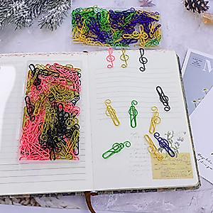 JHGCVX 150 Pieces Music Paper Clips 6 Colors, Metal Paper Clips Musical Notes Clips Music Office Accessories for Desk Bookmark Office School Notebook