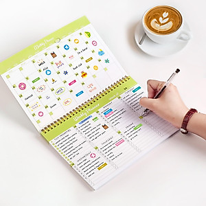 Weekly To Do List Notepad, Undated Weekly Desk Planner & Monthly Calendar, 60 Sheets 7 X 10" Task CheckList Notebook For Work Office Home, Sunday Start, Green