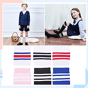 hakugoo Kids Soccer Socks Toddler Striped Knee High Socks 6 Pairs School Uniform Socks Cotton Sports Socks for Boys Girls (Assorted, 5-7 Years)