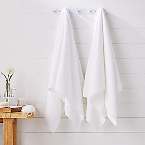 AmazonCommercial Premium 100% Cotton Bath Towel Set - Pack of 6, 27 x 54 Inches, 600 GSM, White