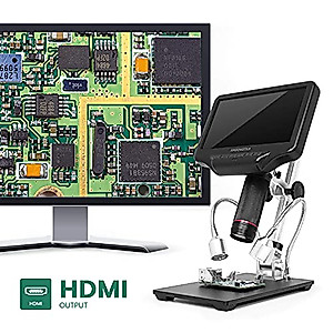 Andonstar AD407 1080P 3D HDMI 4MP Soldering Digital Microscope with 7-inch HD LCD Display and 270X Magnification Portable Tool for PCB Phone Repair, DIY Electronics and SMD/SMT/BGA