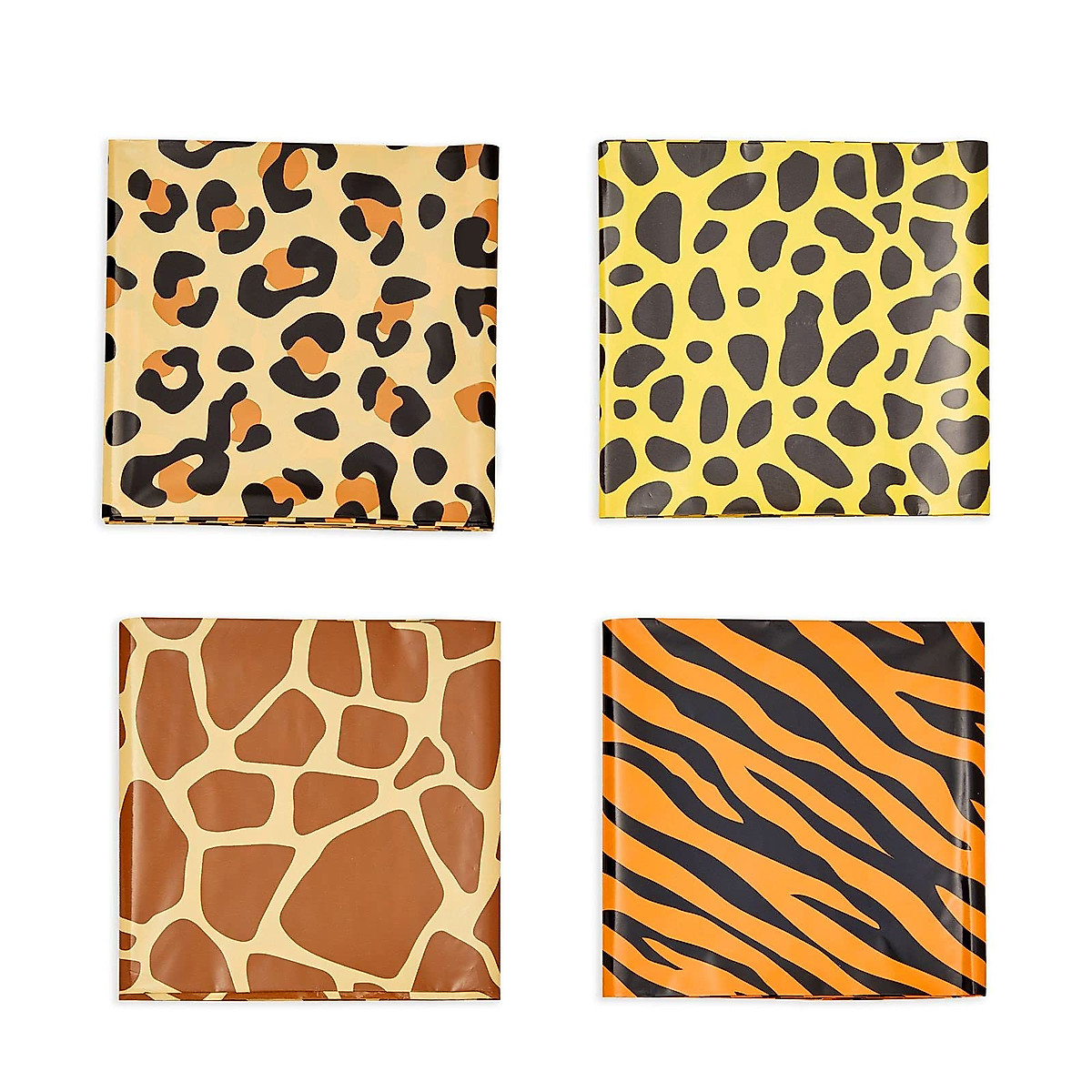 Animal Print Tablecloths for Jungle Safari Birthday Party (54x108 in, 4 Pack)