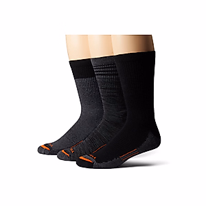 Merrell Unisex-Adult's Men's and Women's Merino Wool Work Socks-3 Pair Pack-Arch Support, Crew-Charcoal, Medium-Large