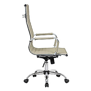 LeisureMod Harris Modern Adjustable Office Executive Swivel Chair Leatherette High-Back Task Office Chair (Tan)