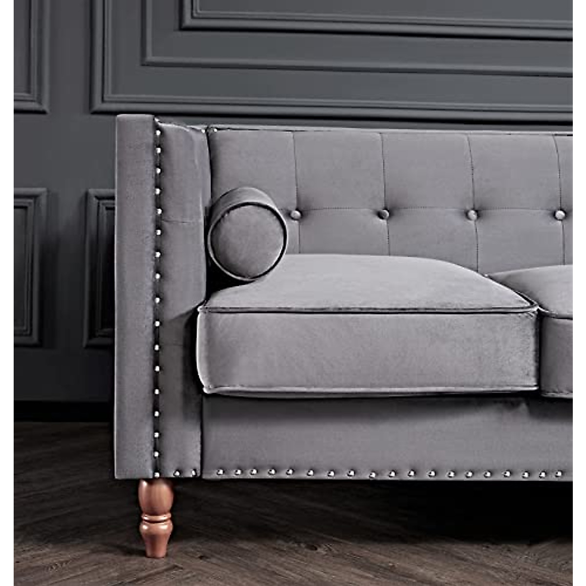 US Pride Furniture Modern Style 83'' Wide Living Room 3 Seater Grey Soft Cushion & Solid Wood Legs (S5369N-S5372N S) Sofas