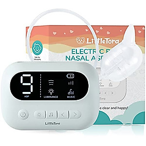 LittleTora Pro Baby Nasal Aspirator - Hospital Grade Suction with Built-in Music & Night Light - Rechargeable Nose Booger Sucker for Infants Babies Kids Toddlers - Snot Removal