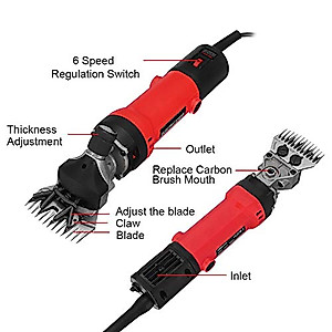 coldwind Sheep Clipper,Professional Heavy Duty Sheep Shearing Machine with 6 Speed,Electric Shearing Machine for Shaving Fur Wool in Sheep Goats Cattle and Other Farm Livestock Pet-Red