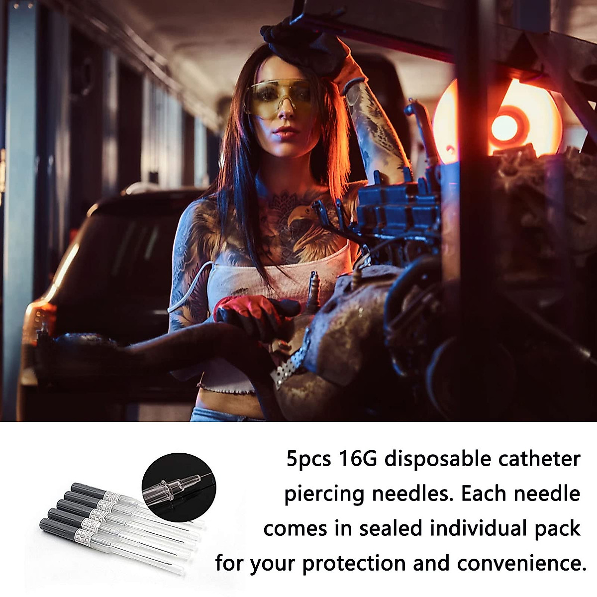 Sotica 5pcs Ear Nose Piercing Needles 16G IV Catheter Needles Cannula Body Piercing Needles Hollow Needles Kit For Belly Navel Nipple Piercing Stainless Steel Piercing (16G)